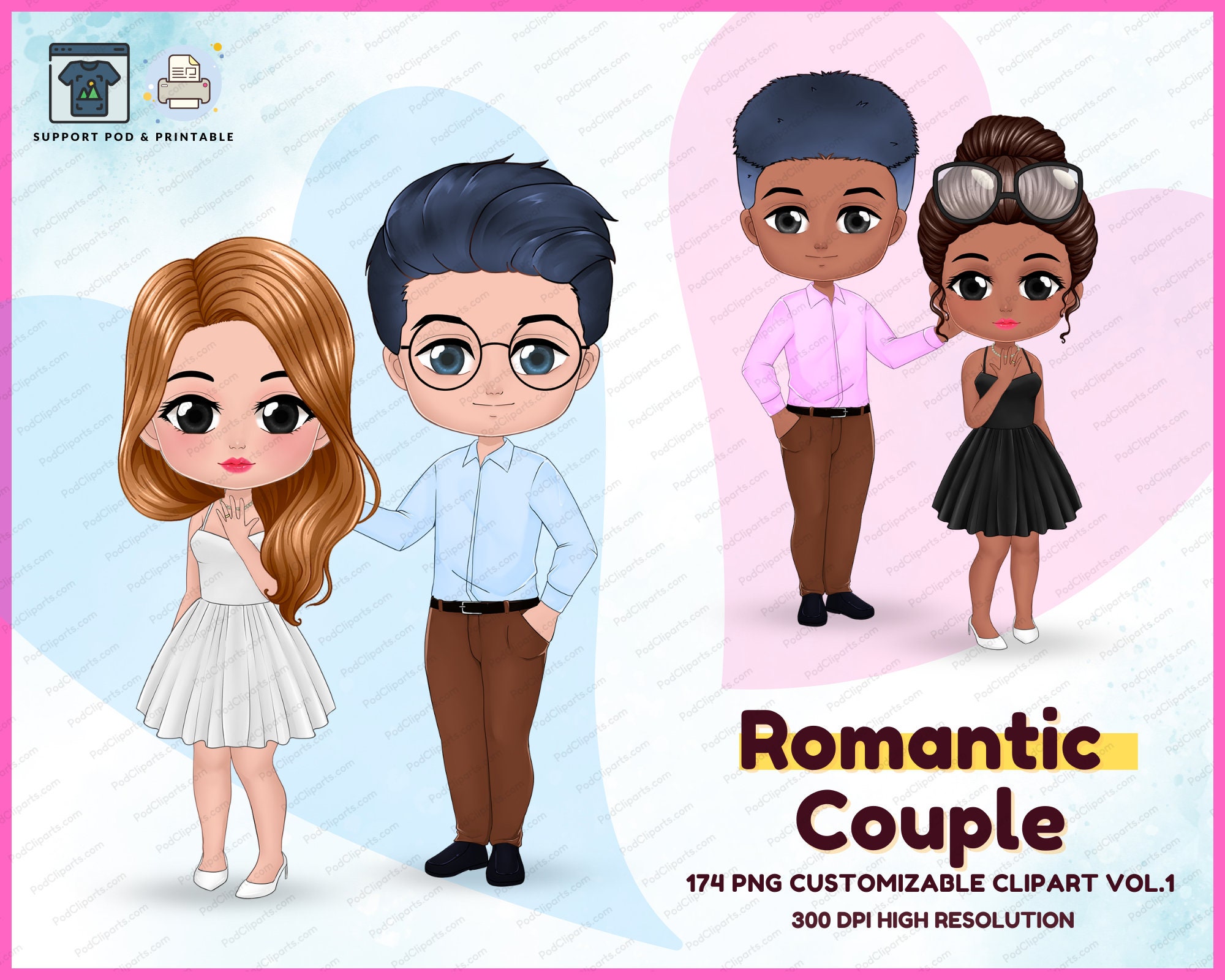 Romantic Chibi Couple Propose and Valentine Day Couple - Etsy