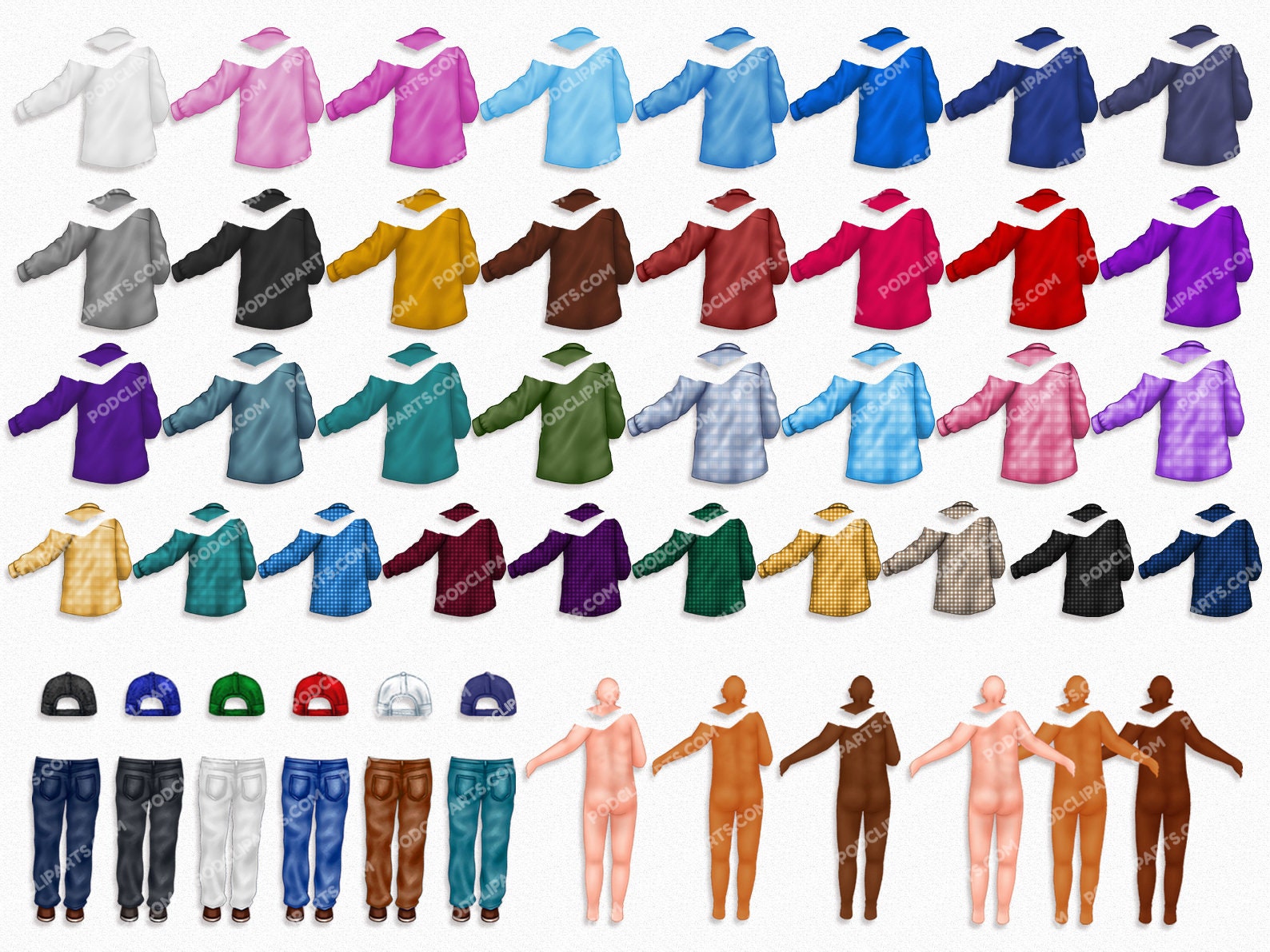 Big Family Clipart Bundle Mom Dad Kids Daughter Son Back View Clipart ...