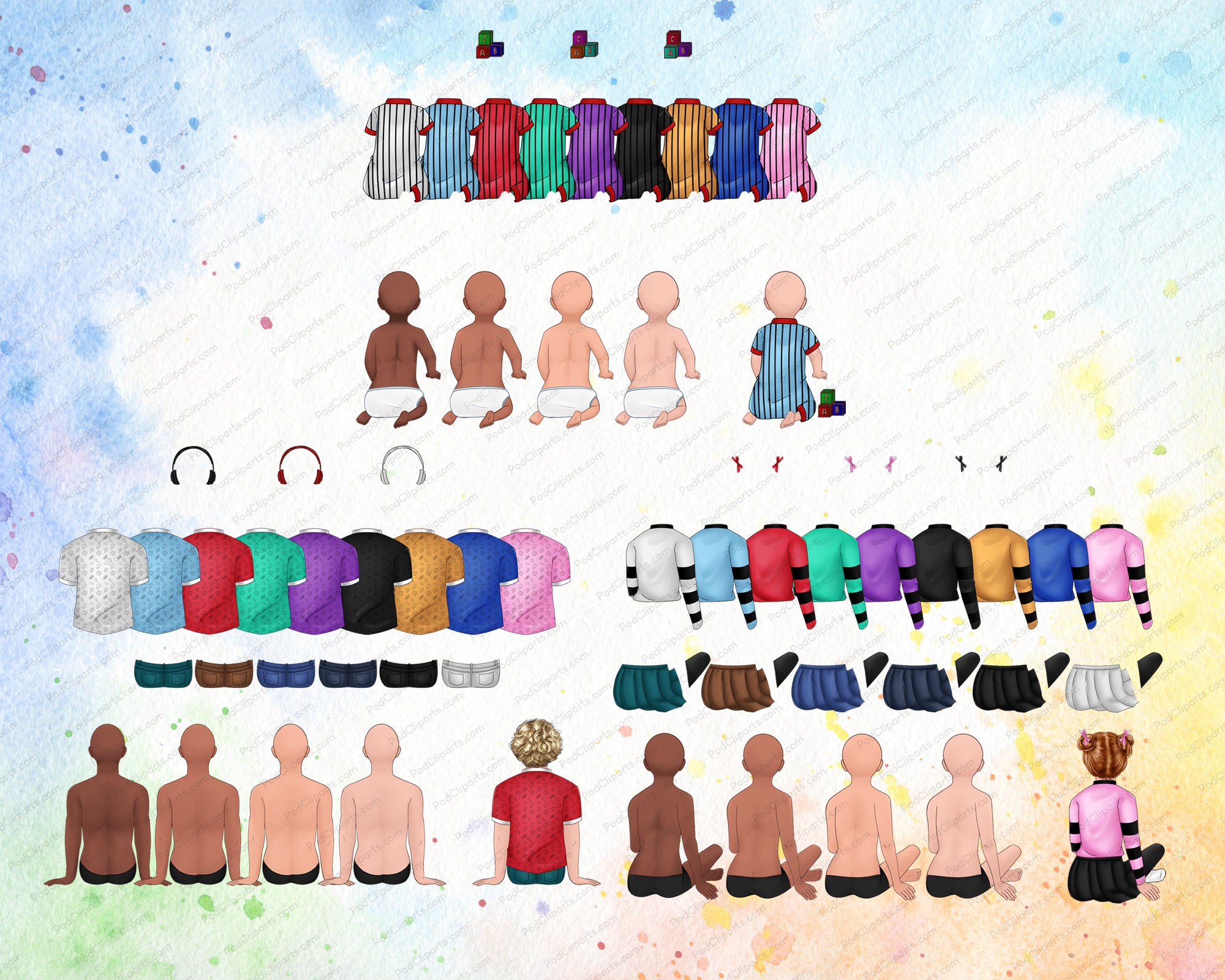 Bundle Family Clipart With Baby PNG, Sitting Portrait Summer Family ...