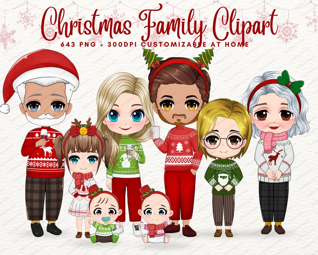 Bundle Christmas Family Clipart, Winter Family, Parents and Kids ...