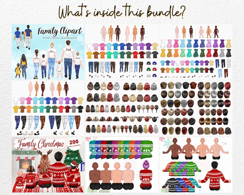 2000 Custom Family Portrait Bundle Clipart Family Figures - Etsy UK