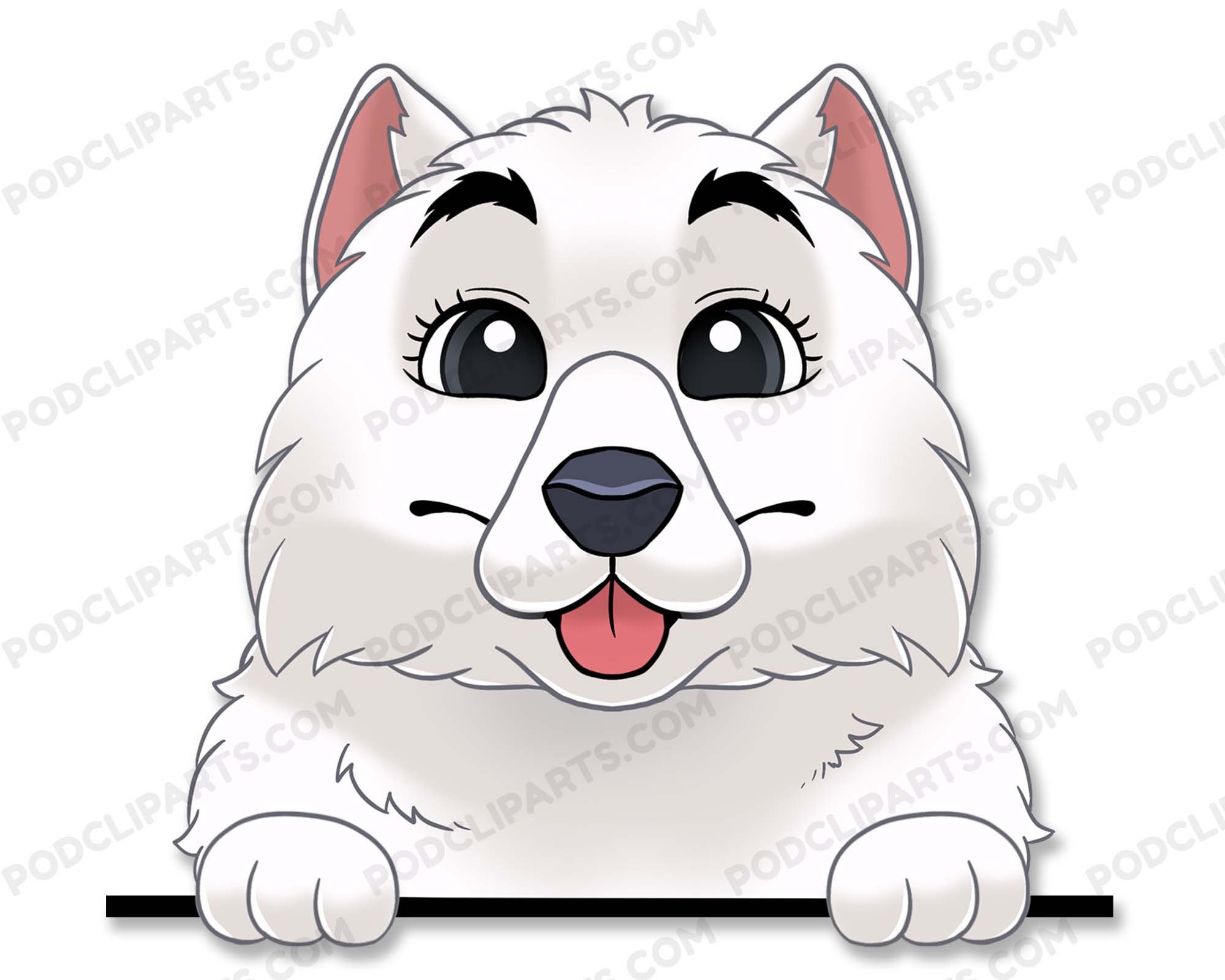Samoyed Dog Clipart Peekaboo Dog Cartoon Pet Portrait Pet - Etsy