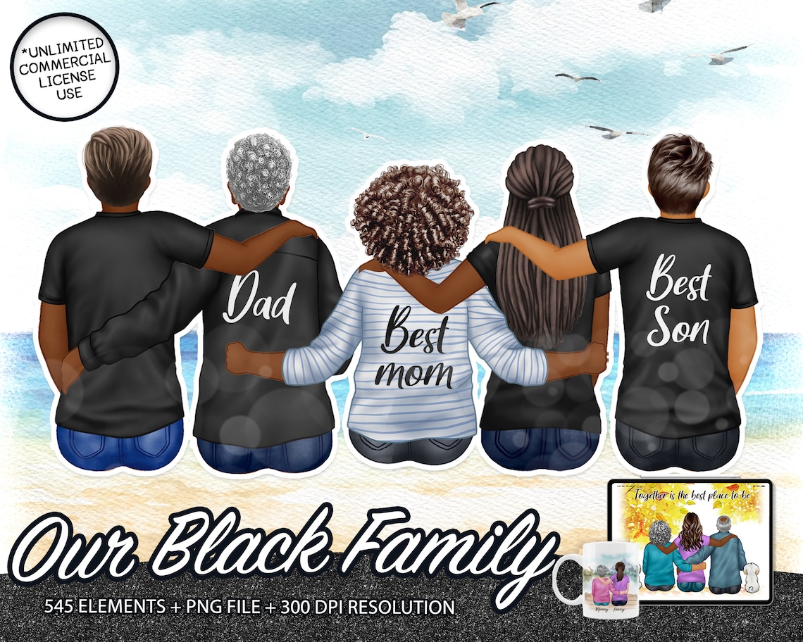 Black Family Bundle Clipart Best Family Clipart Family - Etsy