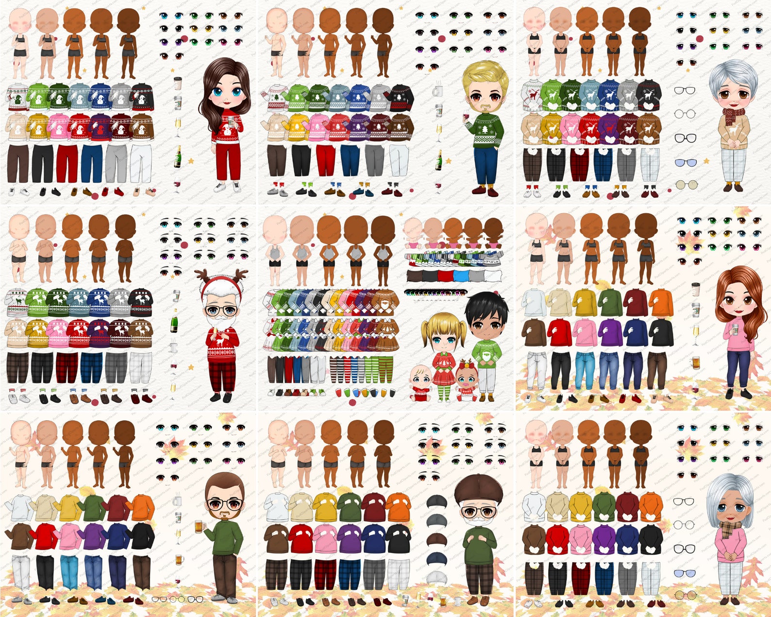 1500+ Bundle Chibi Family Clipart Pack Vol.1, Character Anime Clipart ...