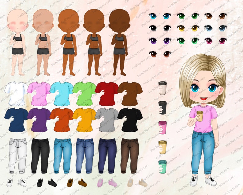 Bundle Family Chibi Cute Clipart Custom Family Portrait Mom - Etsy