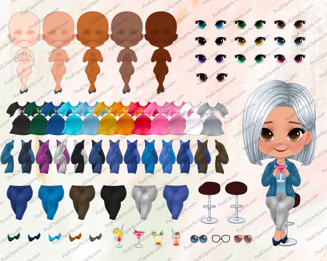 Mother’s Day Clipart Chibi, Mom Clipart, Daughter Clipart, Black Mom ...