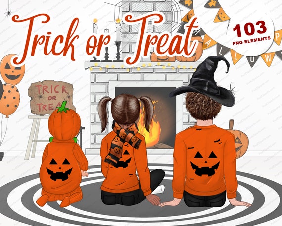 Cute Children's Halloween Clipart Trick or Treat Boy - Etsy