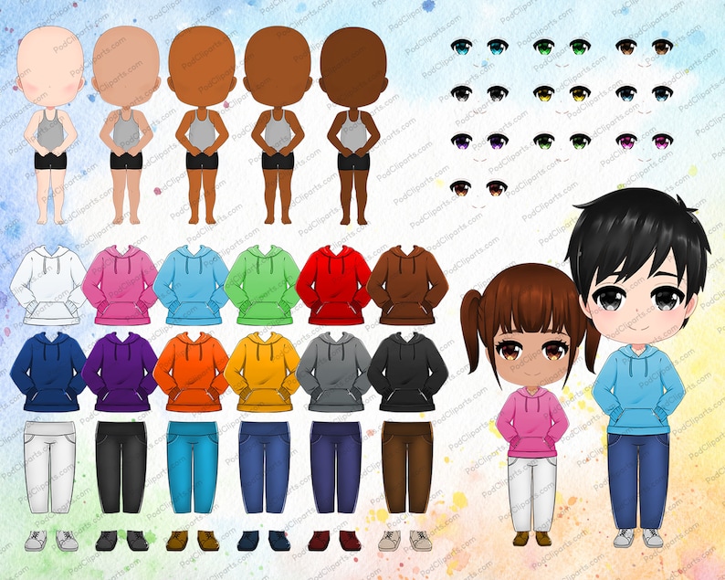 Bundle Family Chibi Cute Clipart Custom Family Portrait Mom - Etsy