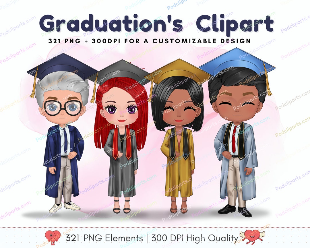 Graduation Clipart Png, Graduation Chibi Ceremony Graphics, Graduation ...