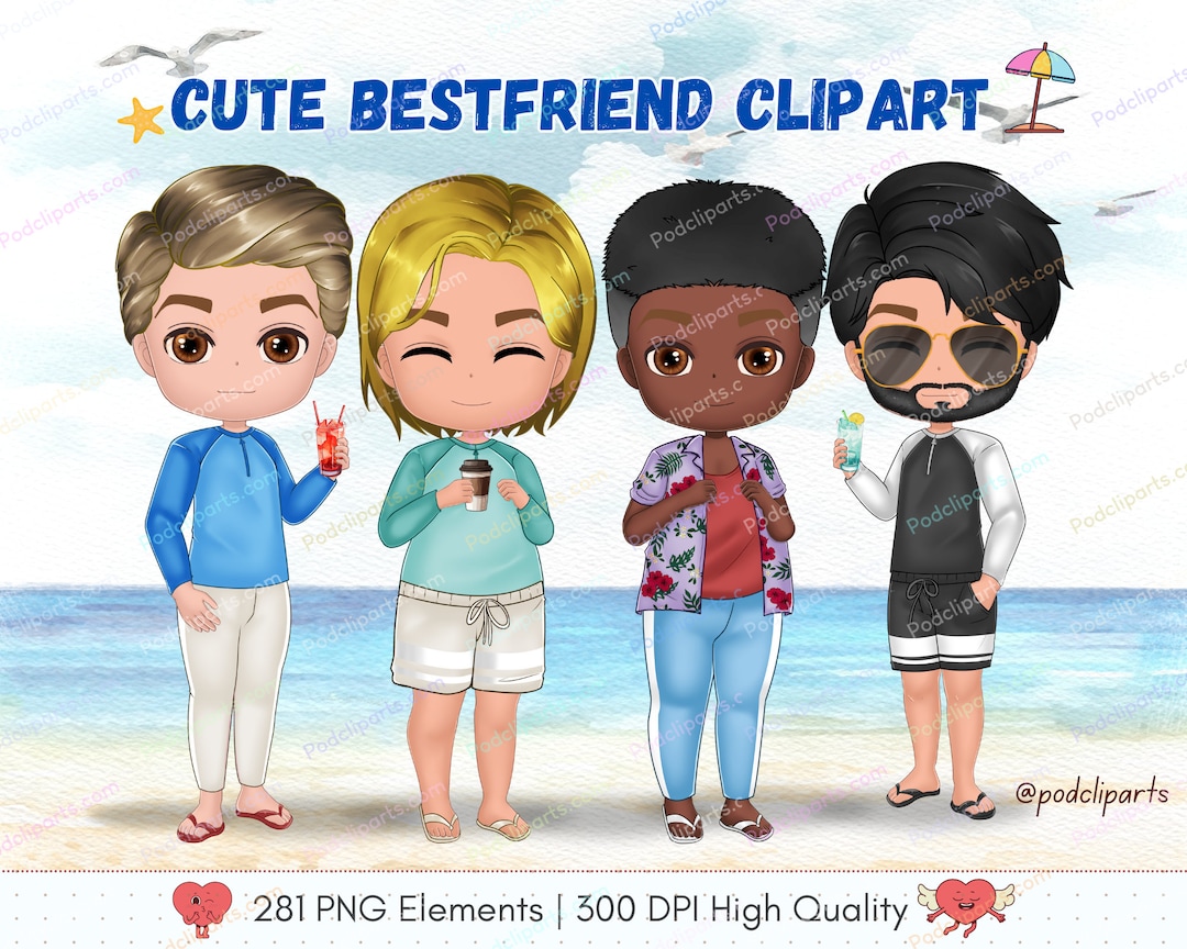 Cute Boy Men Summer Beach Clipart PNG, Male Summer Clipart, Friend ...