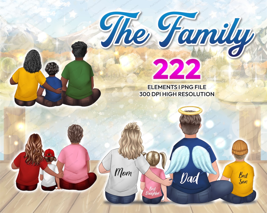 Sitting Family Portrait PNG Clipart Custom Family PNG Mom Dad Daughter ...
