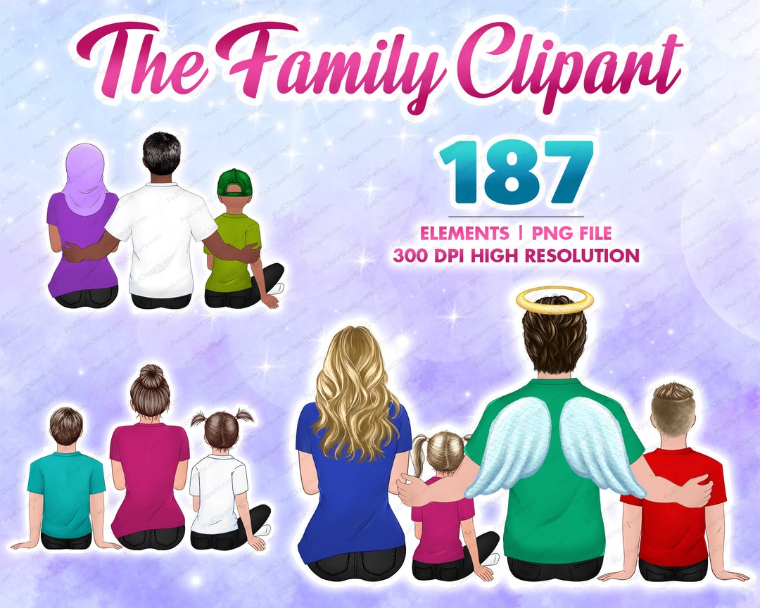 Bundle Sitting Family Portrait for Custom Png, Father Day Clipart ...