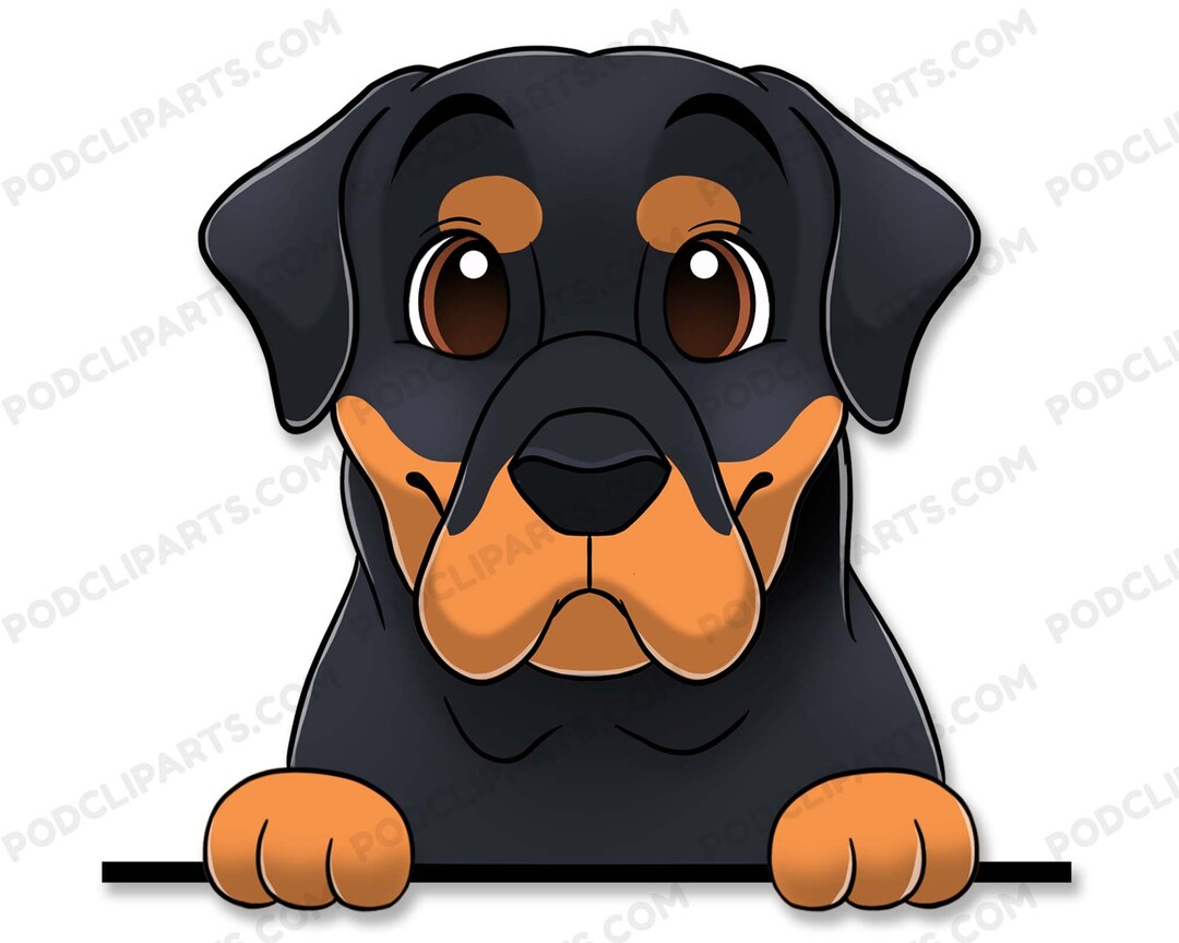 Rottweiler Dog Face Digital Clip Art, Pet Portrait, Dog Portrait ...