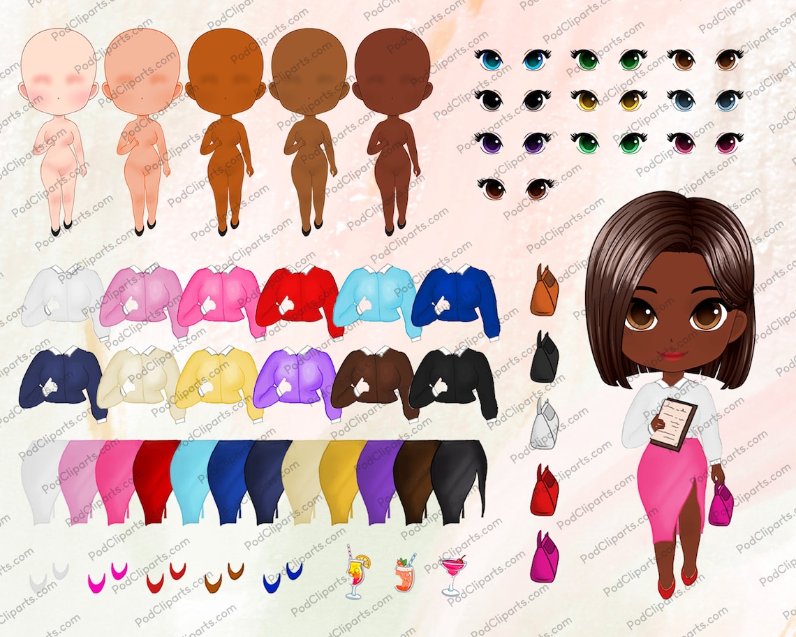 Boss Lady Chibi Clipart Fashion Girl Clipart Boss Babe - Etsy