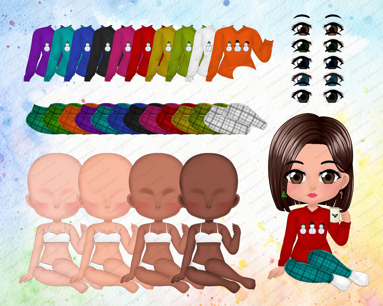 231 Christmas Best Friends Chibi Clipart Besties Couple - Etsy