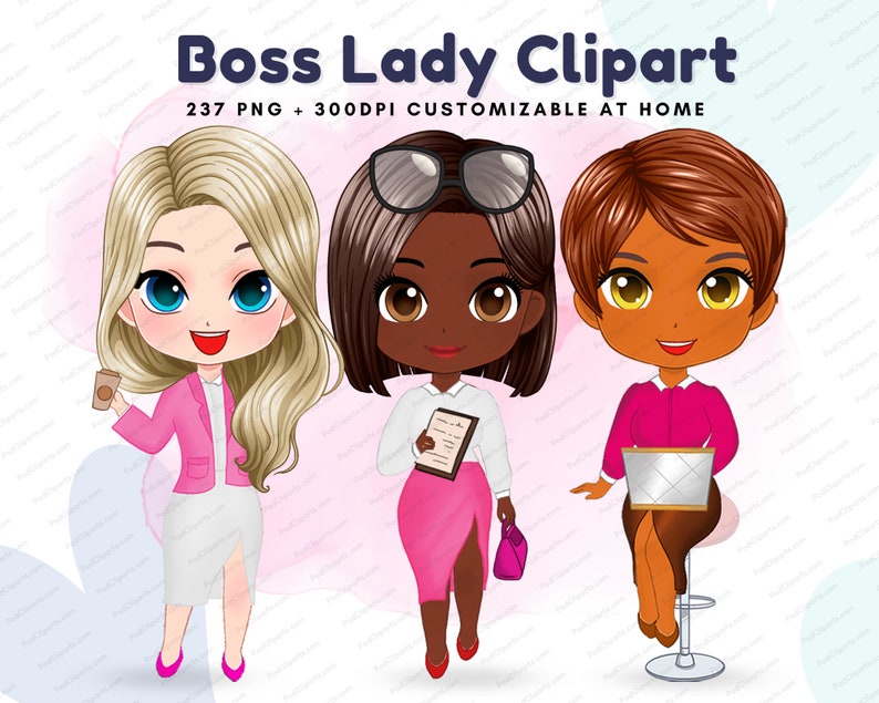 Boss Lady Chibi Clipart Fashion Girl Clipart Boss Babe - Etsy