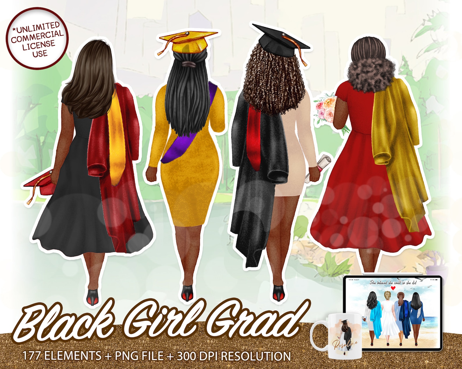 Graduation Girls Clipart Black Woman Graduation Clipart Last - Etsy