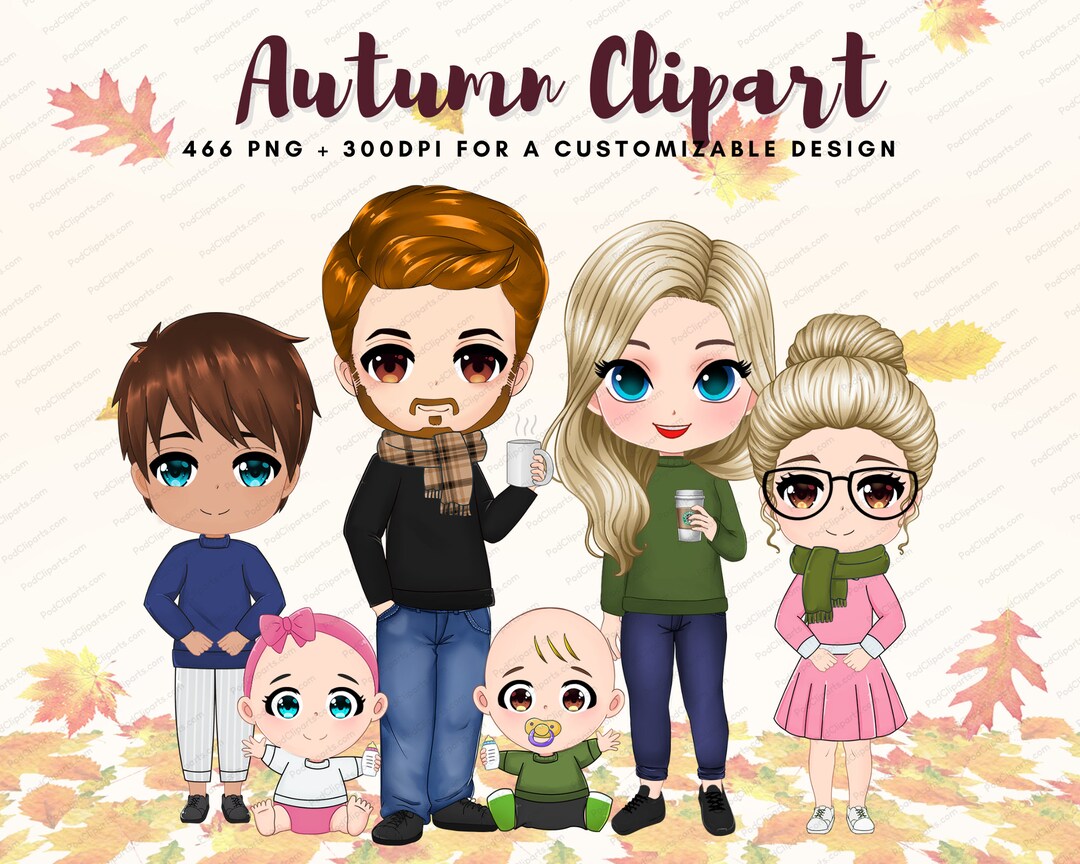 Family Reunion Clipart, Fall Family Clipart, Autumn PNG, Holiday ...