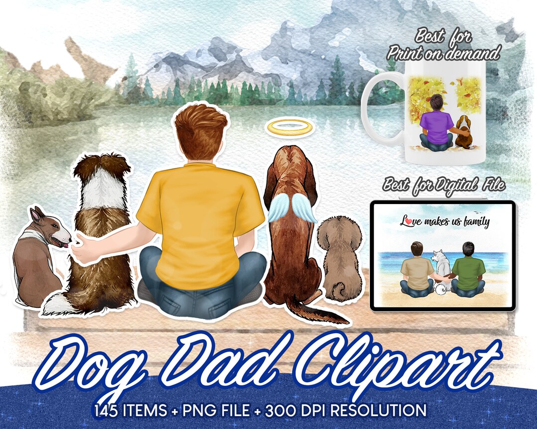 Dad With Dog Clipart, Dog Dad Clipart, Fathers Clipart, Best Friends ...