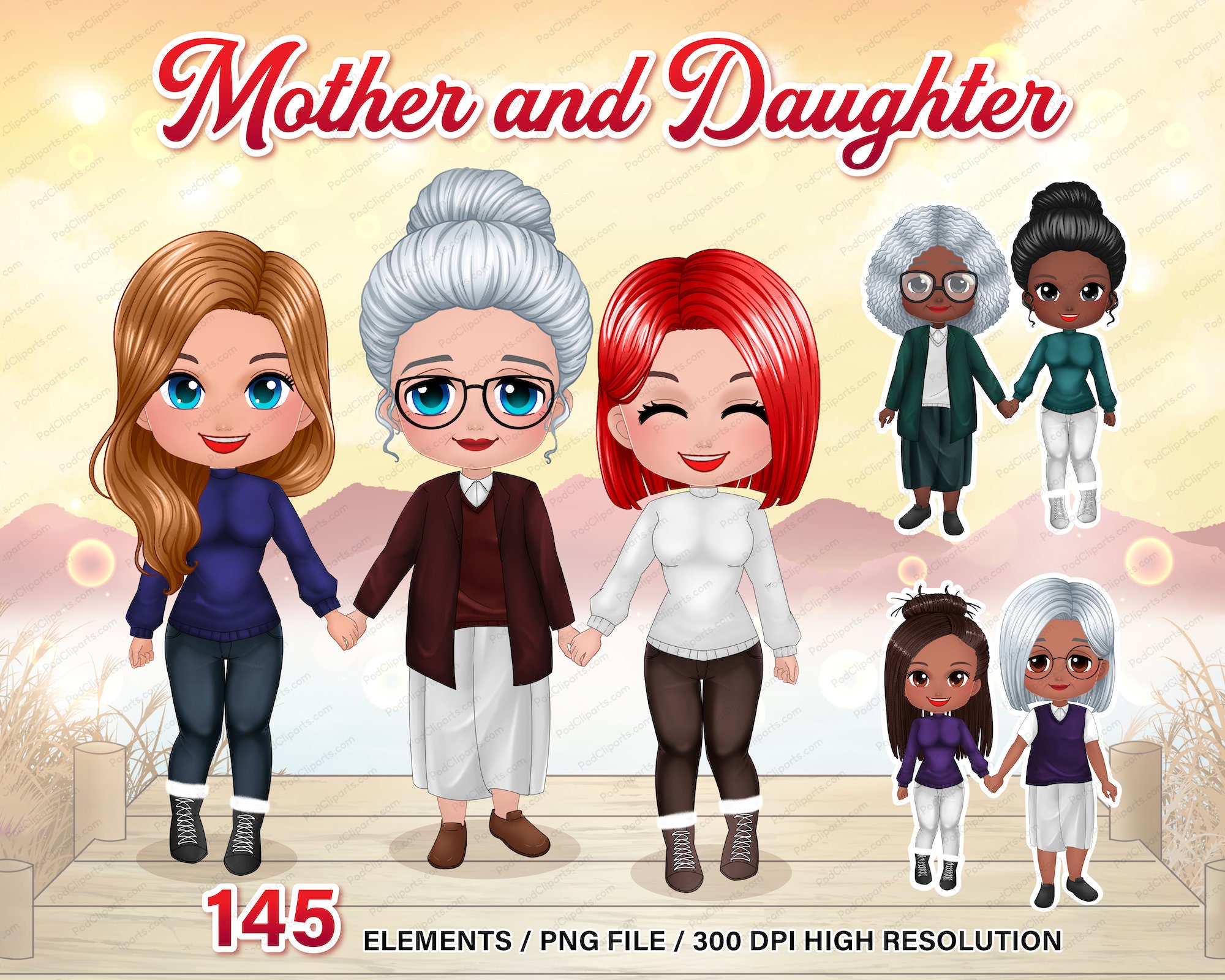 CUTE Chibi Like Mother Like Daughters Clipart PNG - Etsy Australia