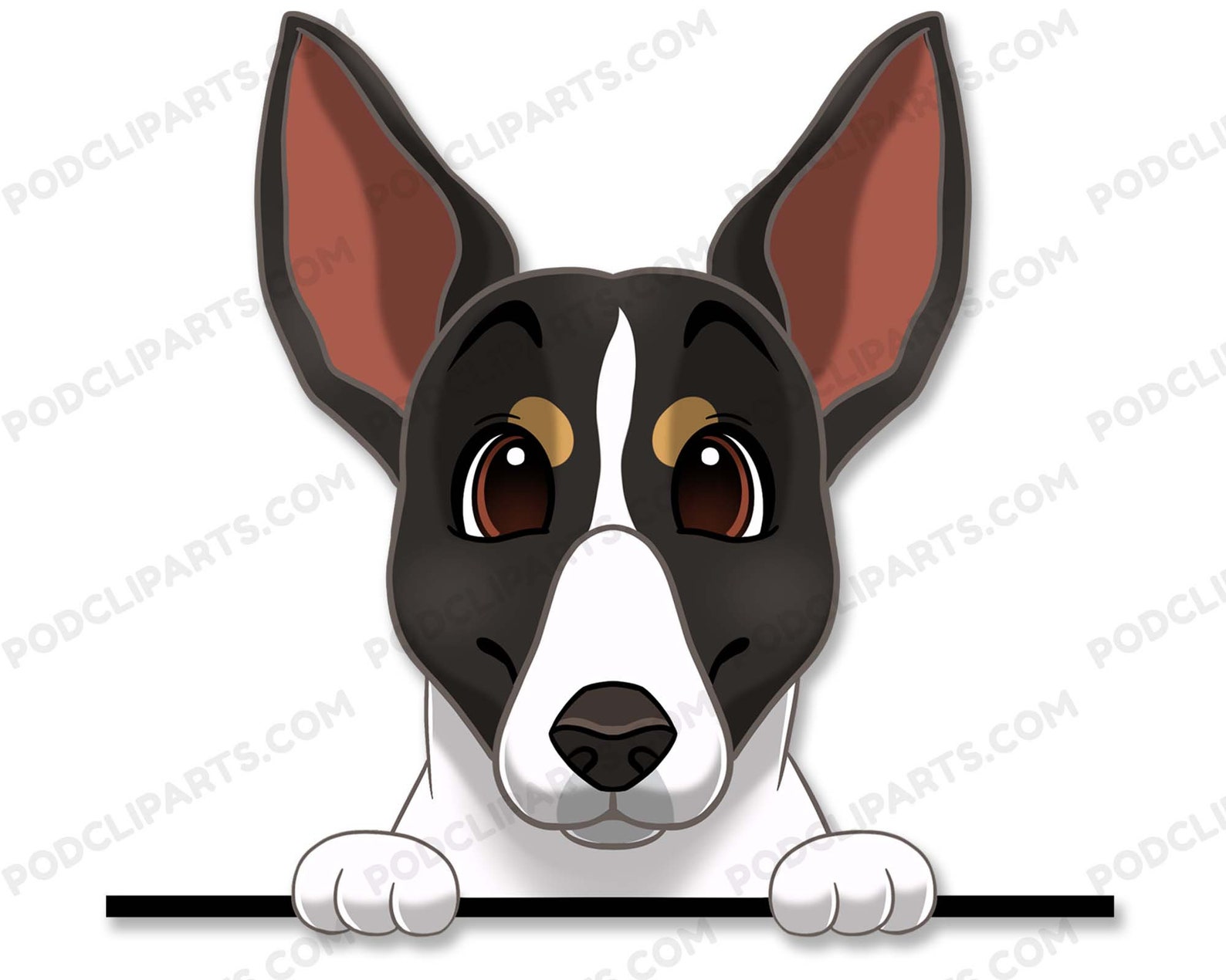 Rat Terrier Dog Face Digital Clip Art, Pet Portrait, Dog Portrait ...