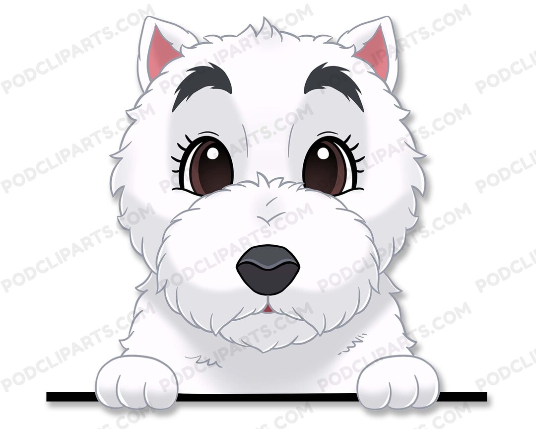 Westie Dog Clipart, Peekaboo Dog, Cartoon Pet Portrait, Pet Cartoon ...