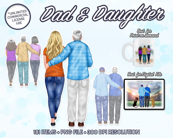 Dad and Daughter Clipart Happy Fathers Day Clipart Daughter - Etsy