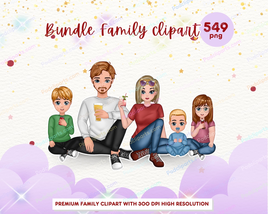 Big Chibi Cute Family Clipart PNG, Mother's Father and Children Clipart ...