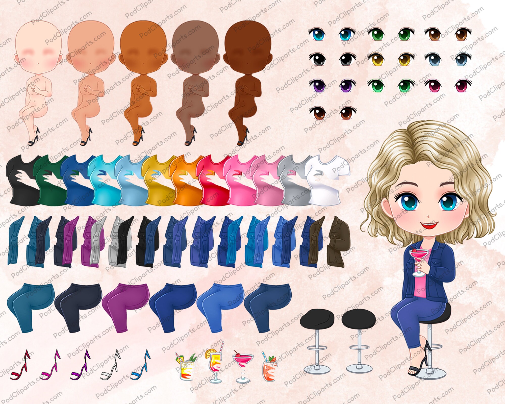 Mother’s Day Clipart Chibi, Mom Clipart, Daughter Clipart, Black Mom ...