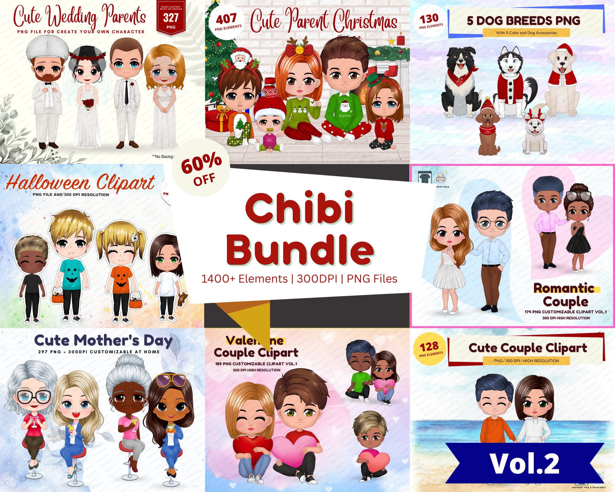 1400 Bundle Chibi Family Clipart Pack Vol.1 Character Anime - Etsy ...