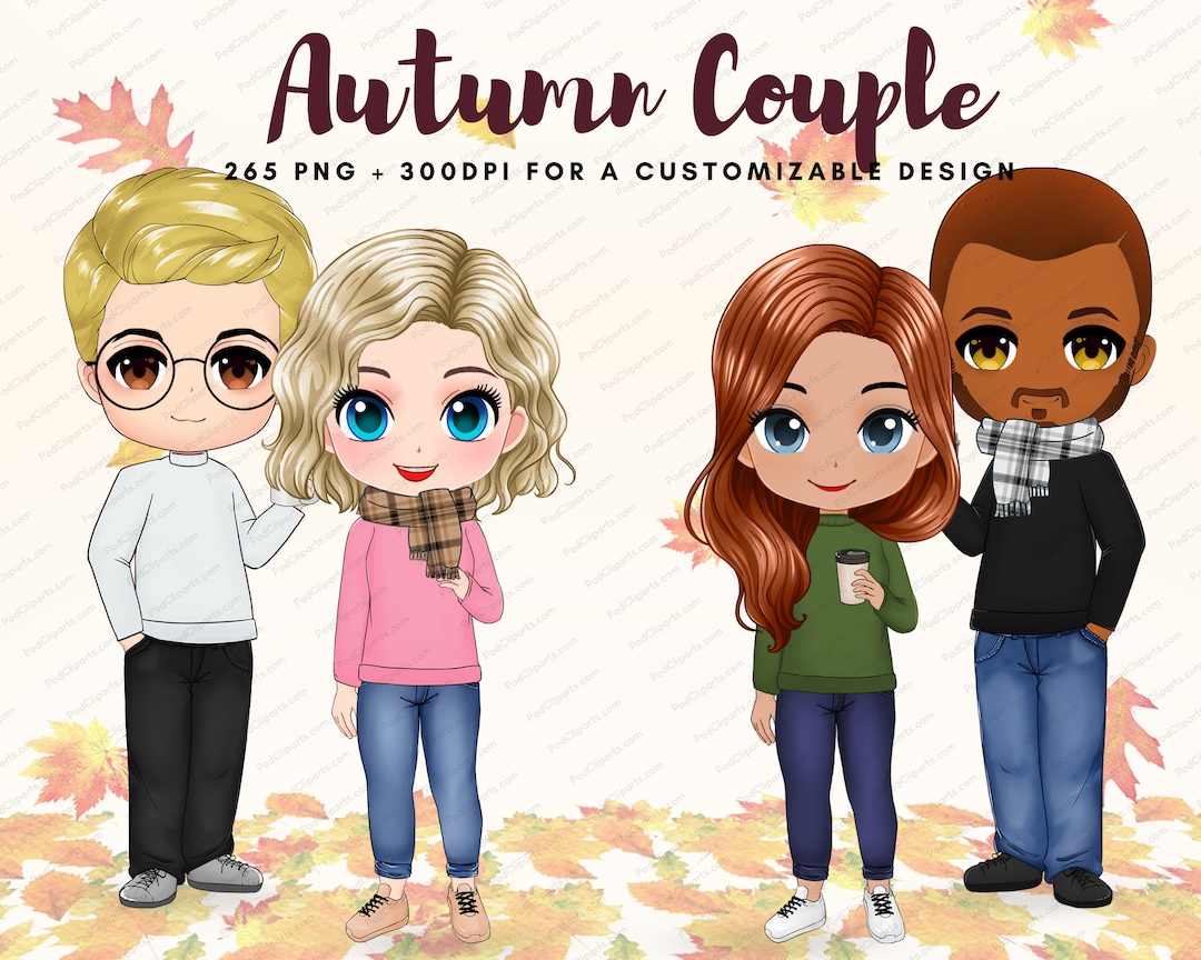 Fall Clipart Couple, Hello Autumn, Best Friends Clipart, Thanksgiving ...