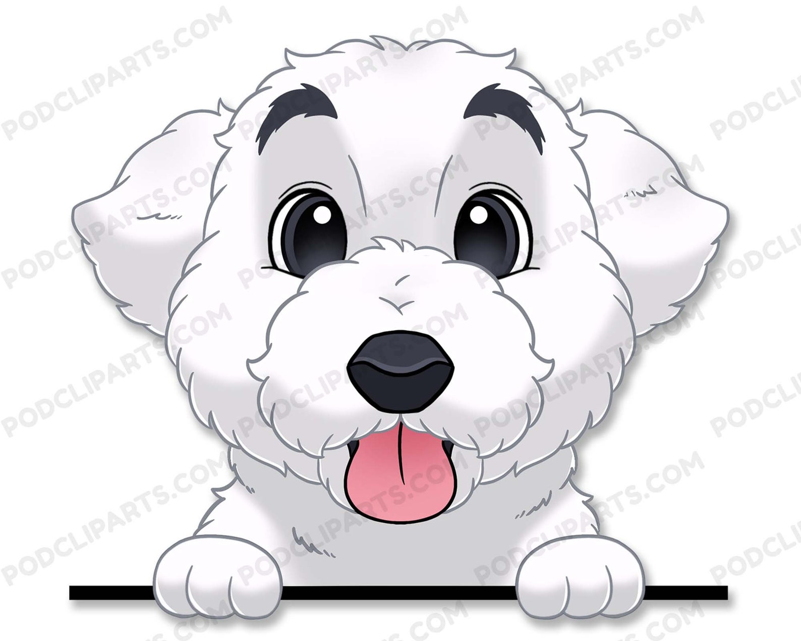 Labradoodle Dog Clipart, Small Dog, Peekaboo Dog,cartoon Pet Portrait ...