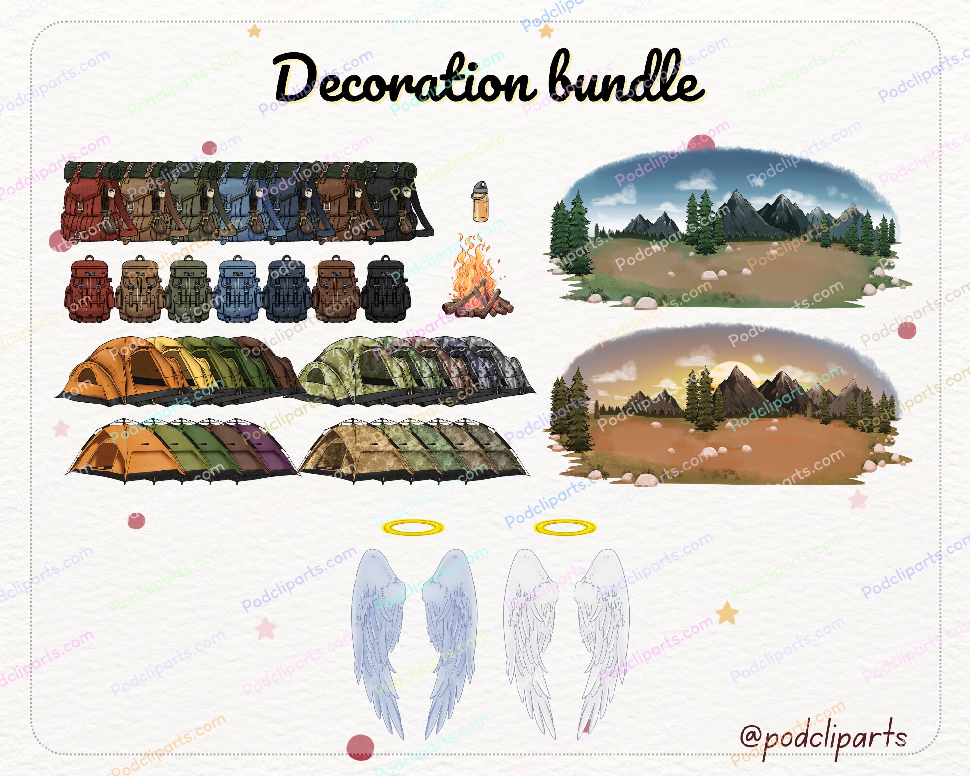 Big Bundle: Family Camping Clipart PNG - Summer Family Clipart,vacation ...