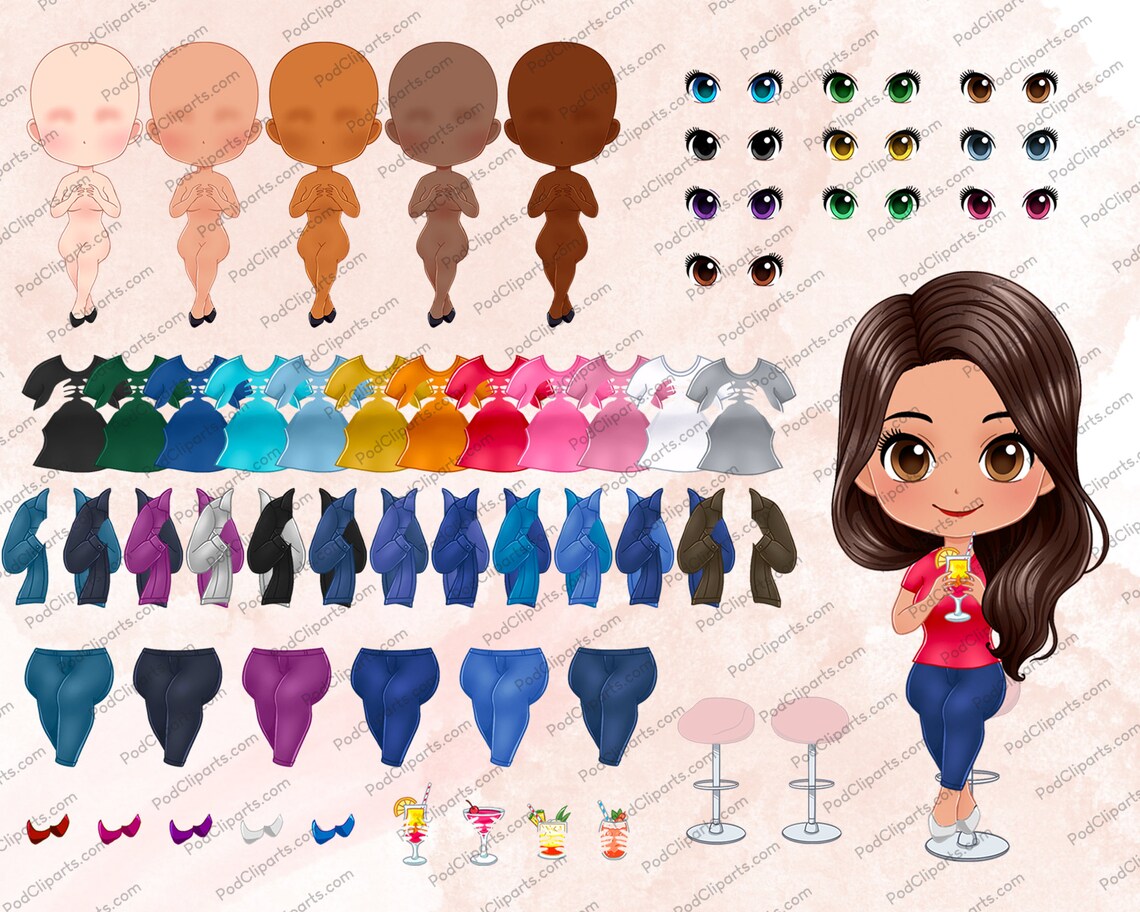 Mother’s Day Clipart Chibi, Mom Clipart, Daughter Clipart, Black Mom ...