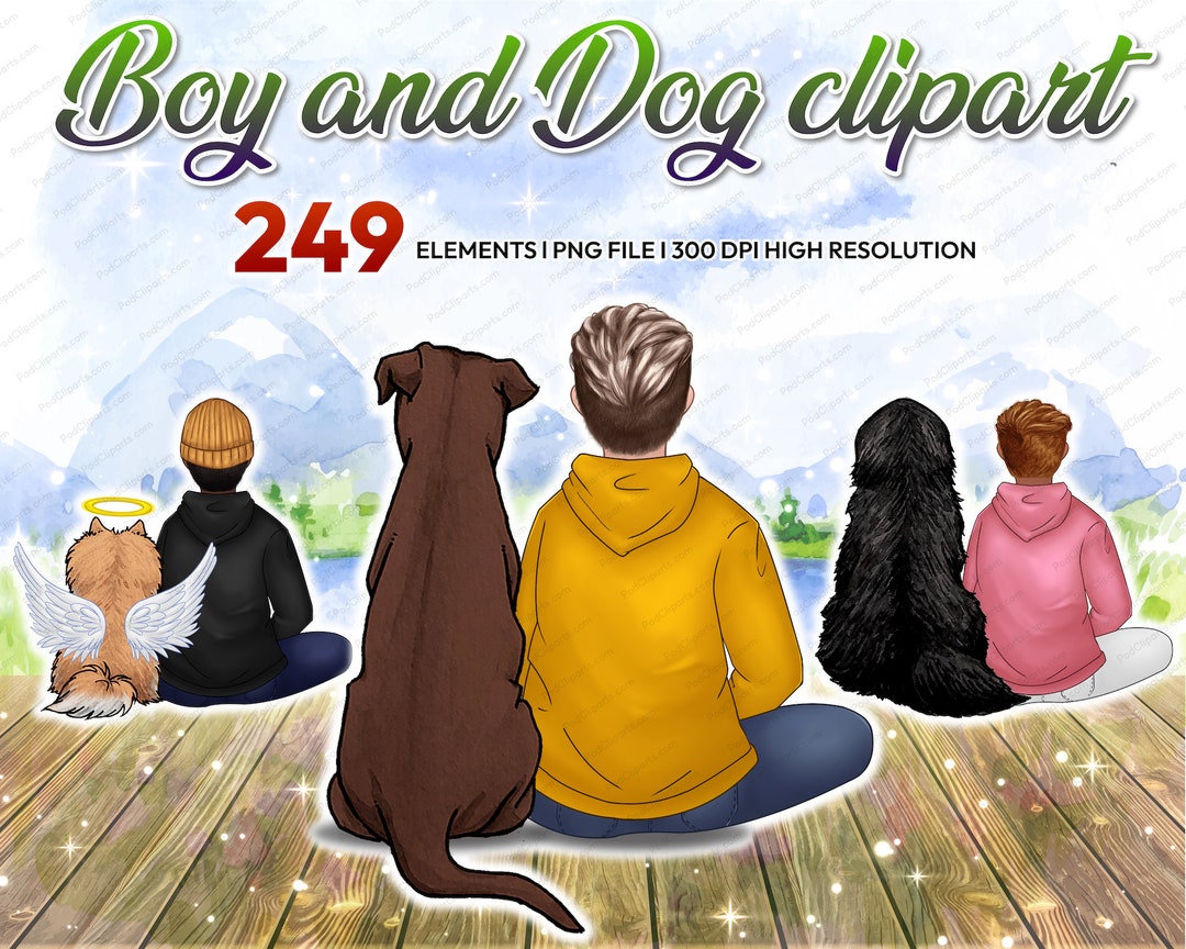 Best Friends Dog Clipart PNG, Boy With Dog Dad PNG Design Sublimation ...
