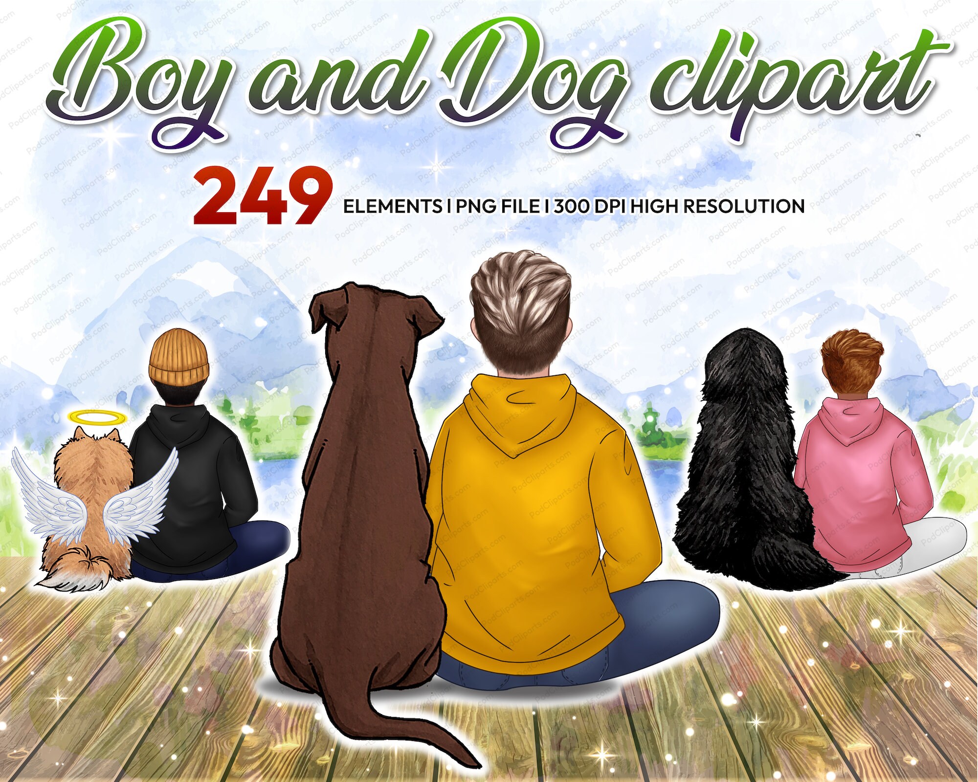 Best Friends Dog Clipart PNG, Boy With Dog Dad PNG Design Sublimation ...