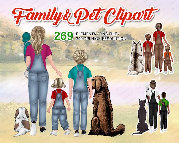 Family With Dog Clip Art