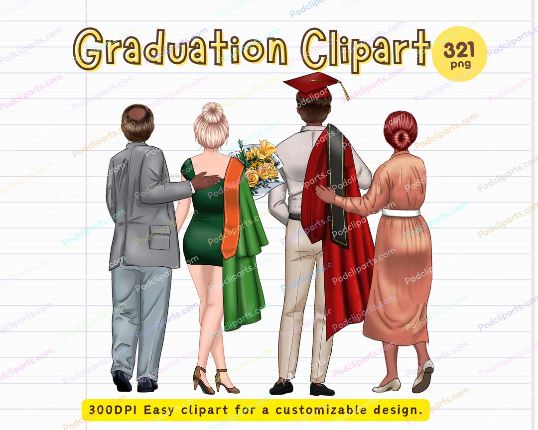 Family Clipart in Graduation Day, Mom Dad Male and Female Clipart ...