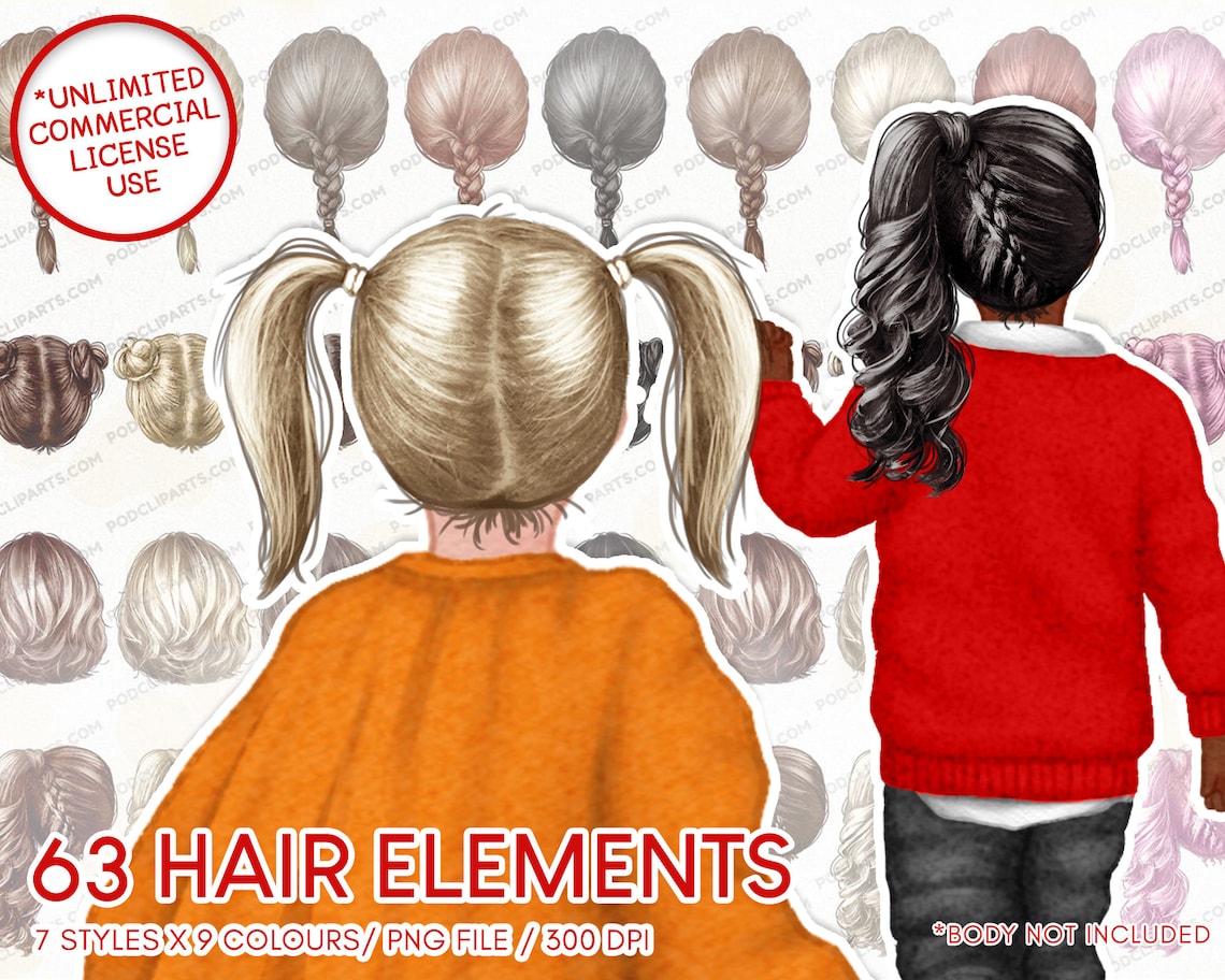 Girls Hair Clipart Kids Clipart Hairstyles Clipart Infant - Etsy Canada