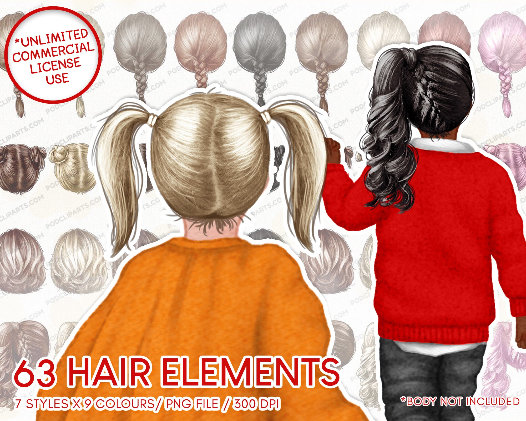 Girls Hair Clipart Kids Clipart Hairstyles Clipart Infant - Etsy Canada