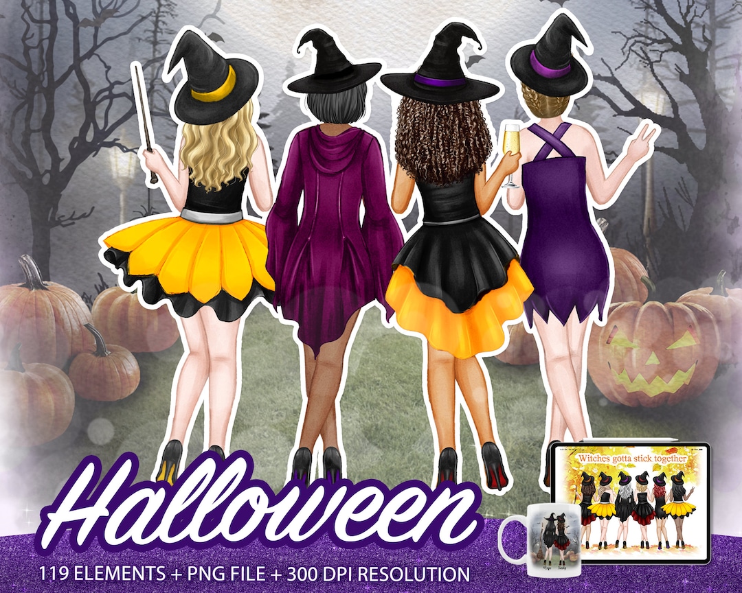 Halloween Witches, Fall Best Friend Clipart, Halloween Witch Clipart ...