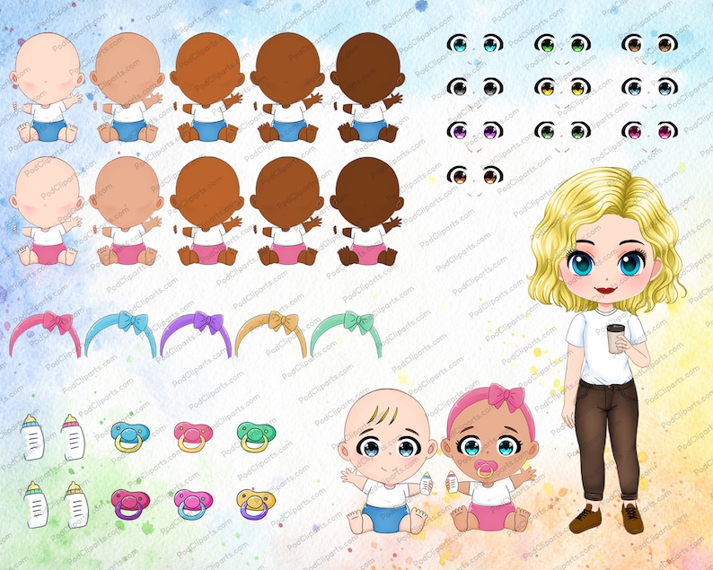 Family Chibi Clipart Anime Clipartmom Dad Kids Daughter - Etsy Canada