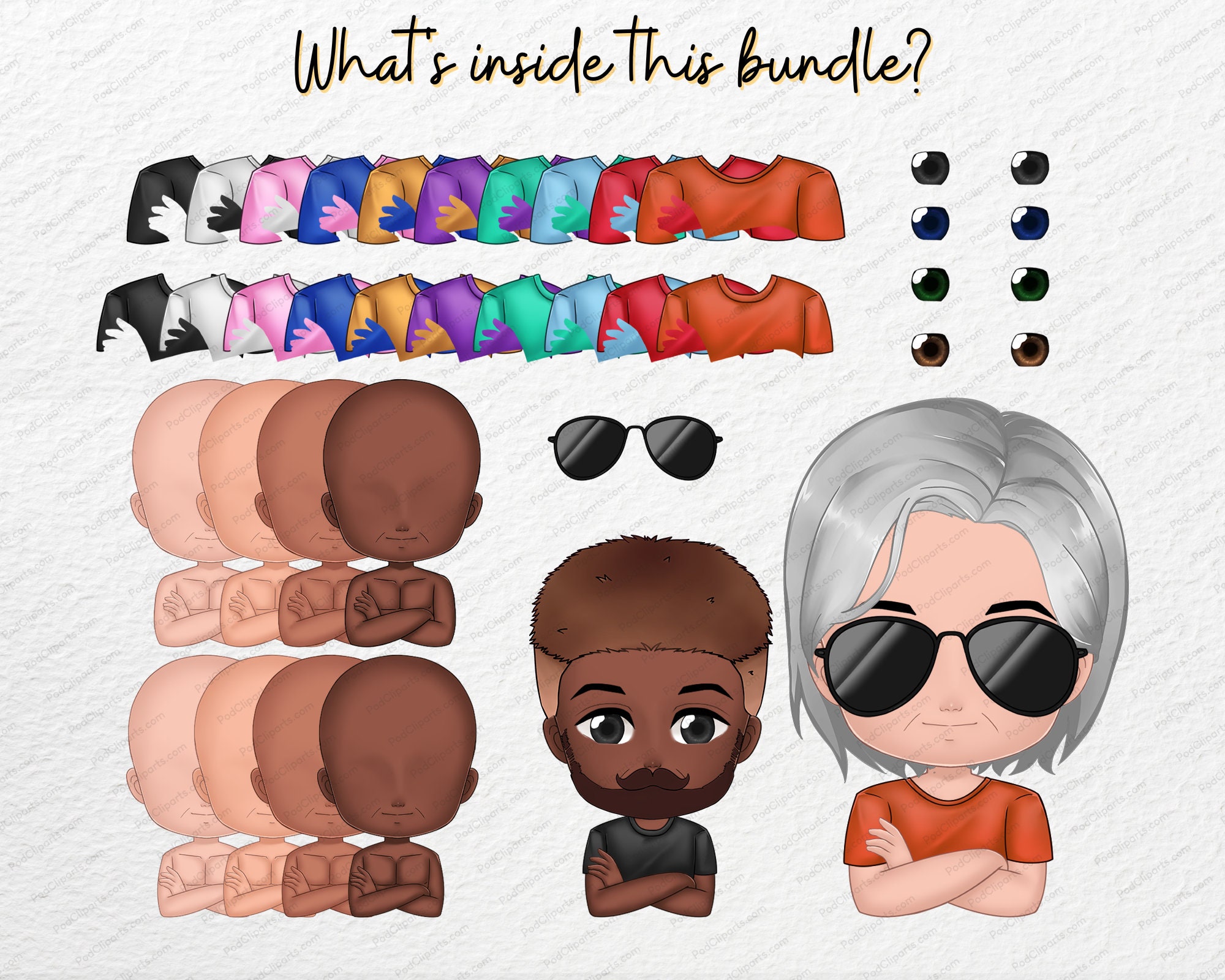 Bundle Chibi Family Clipart PNG, Custom Family Portrait, Father Mother ...