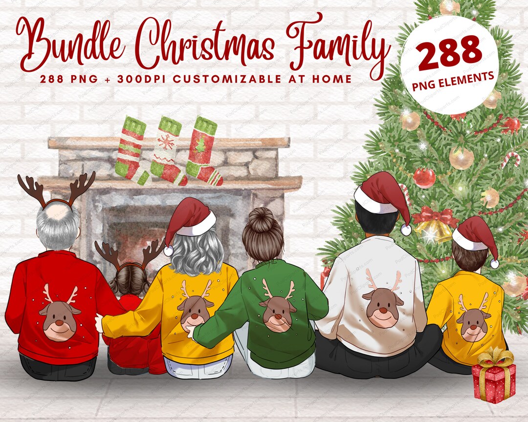 Merry Christmas Family Clipart, Winter Family, Parents and Kids Clipart ...
