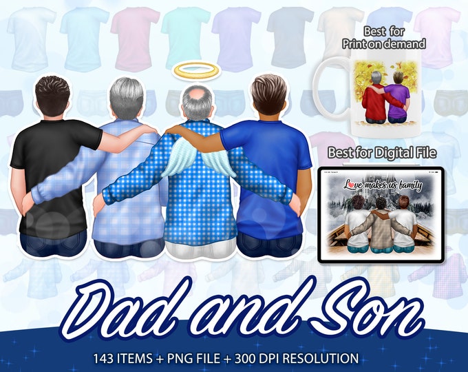 Father and Son Watercolor Clipart PNG, Daddy and Me Graphics for Father ...