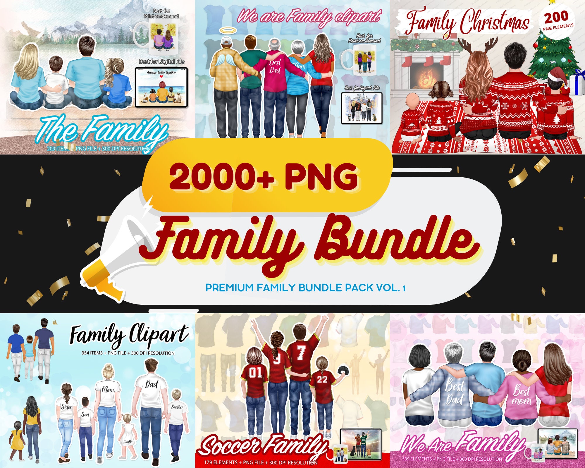 2000 Custom Family Portrait Bundle Clipart Family Figures - Etsy UK