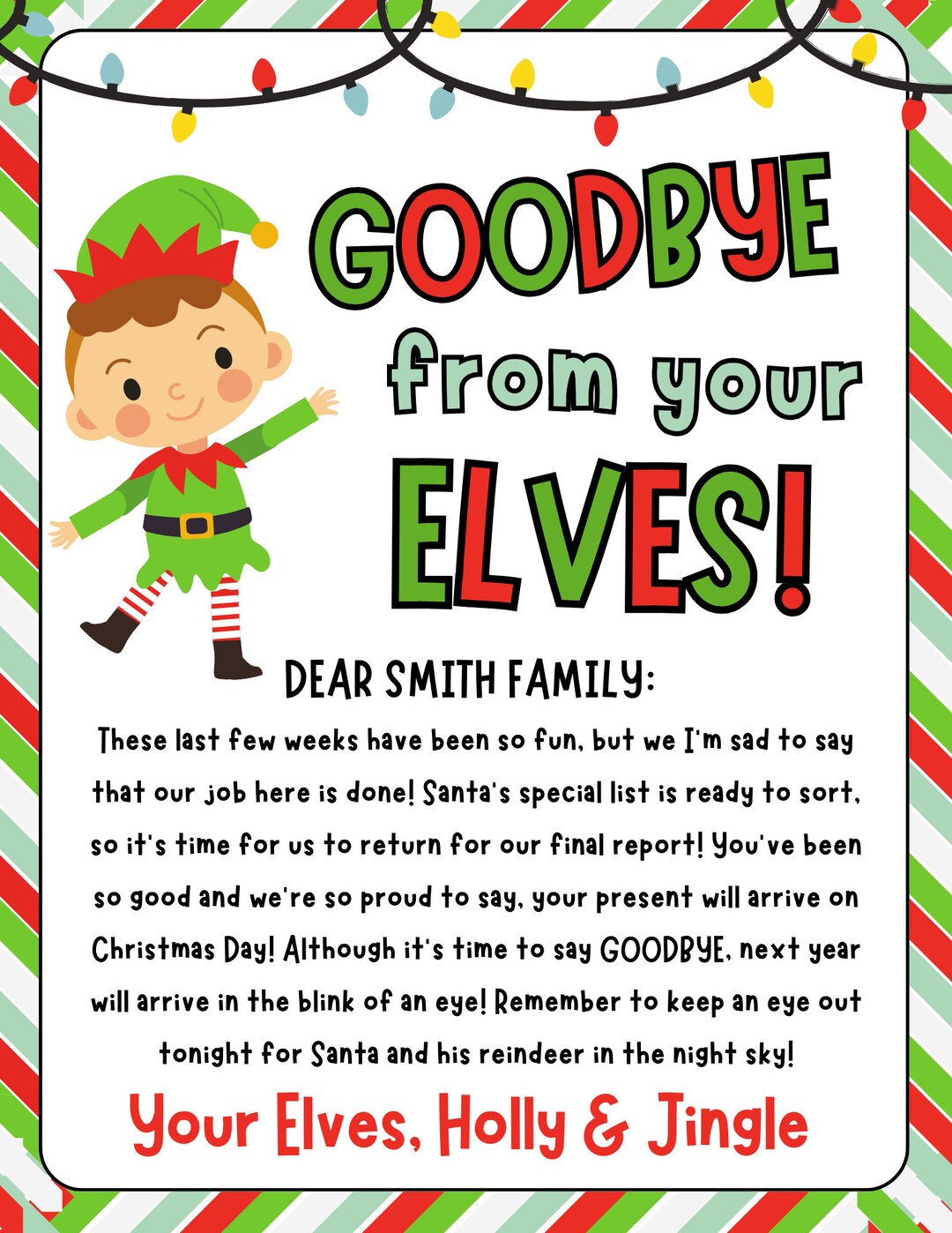 Goodbye Letter From Elf Personalized Elf Letter Christmas Elf Farewell ...