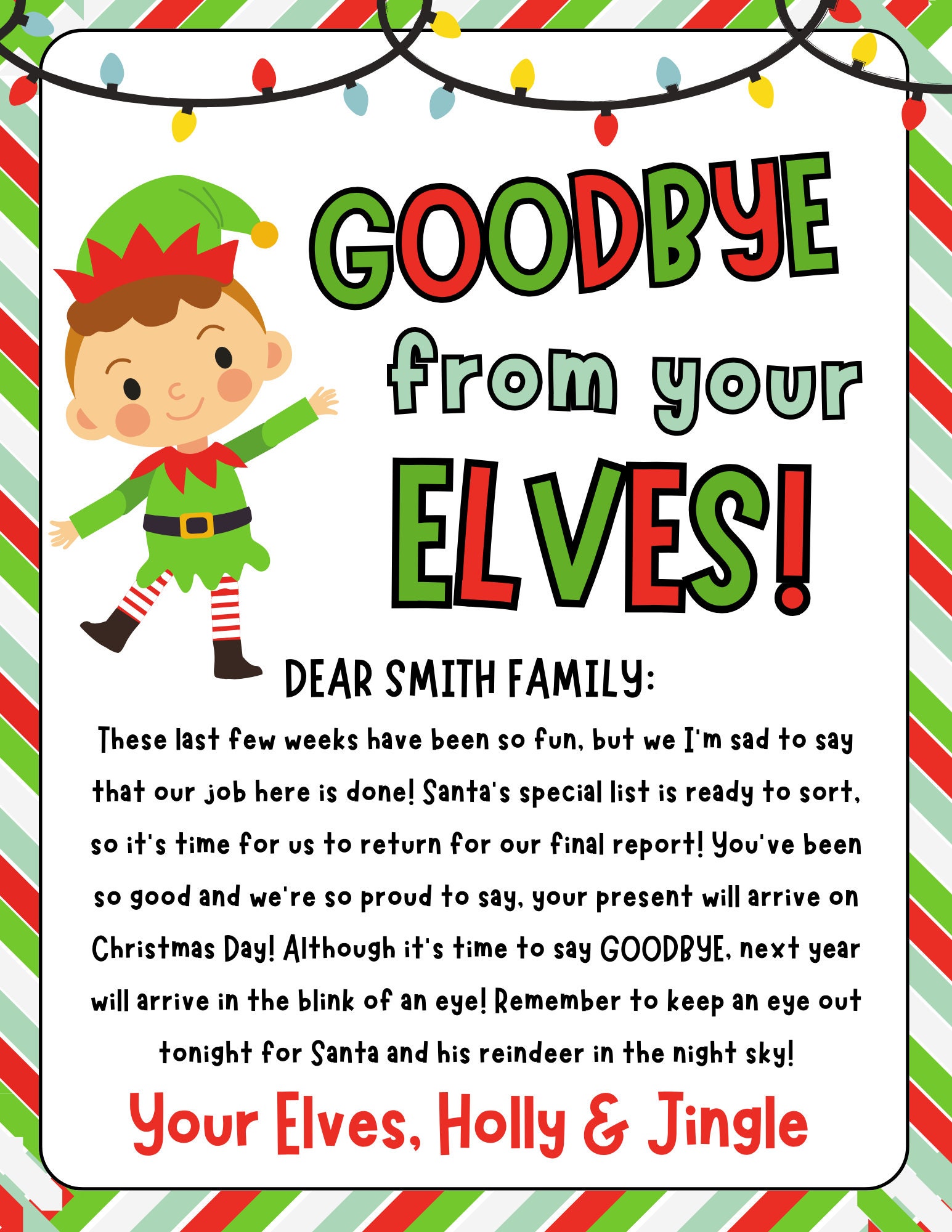 Goodbye Letter From Elf Personalized Elf Letter Christmas Elf Farewell ...