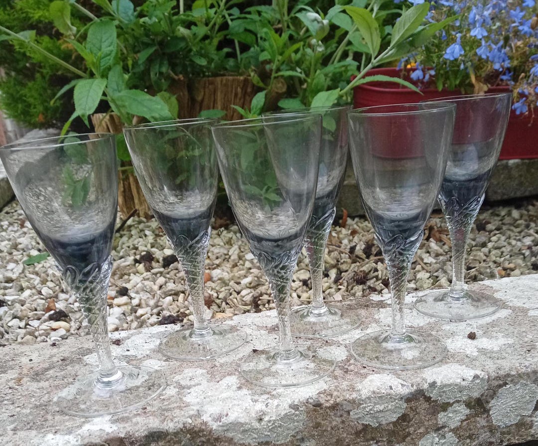 Vintage Sherry Aperitif Glasses, Jaffe Rose Twisted Stem Crystal ...