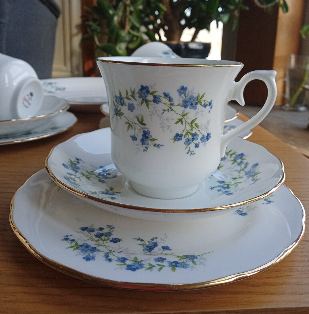 Queen Anne Tea Set, Forget Me Not Queen Anne Tea Set, Fine Bone China ...